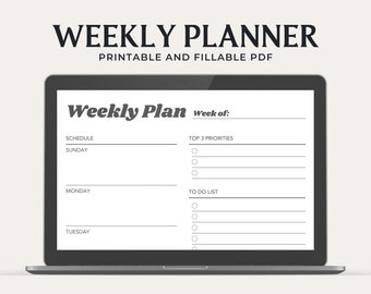 Daily Planner Printable and Fillable A4/A5/US Letter Instant Download ...