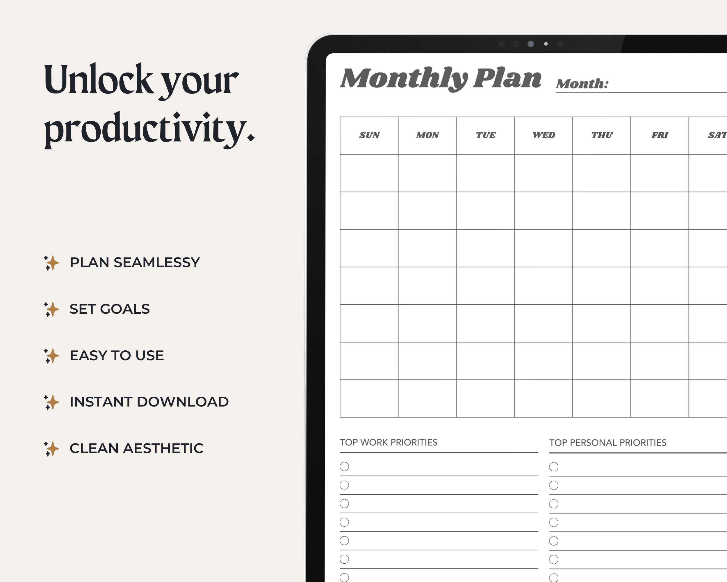 Monthly Planner Fillable and Printable A4/A5/US Letter Sizes Instant ...