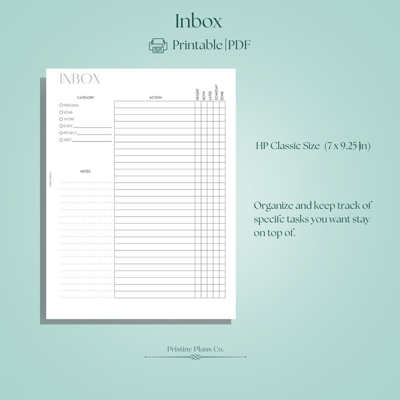 Inbox Printable HP Classic Size - Etsy