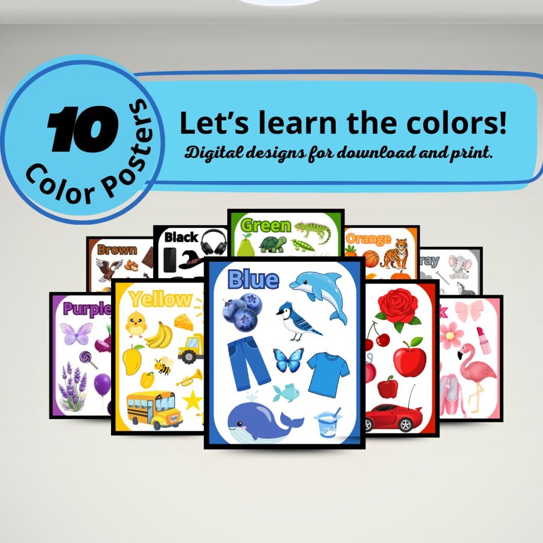 Colors Learning Poster Set: Playroom & Classroom Decor (digital ...