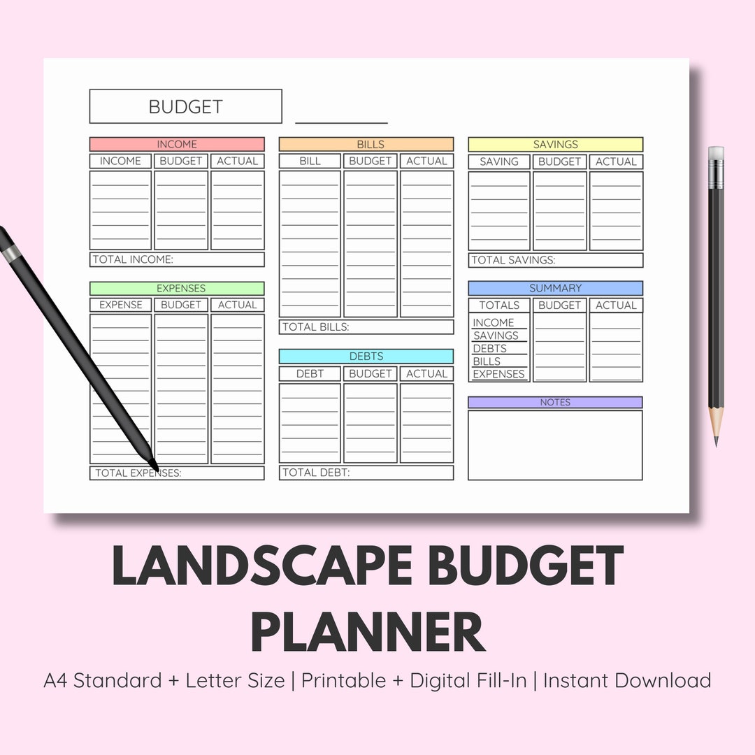 Landscape Budget Planner Budget Tracker Template, Finance Overview ...