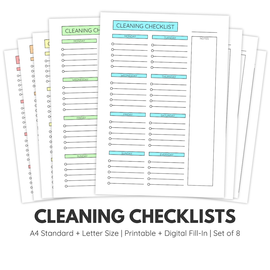 Cleaning Checklists Digital Downloads, Weekly/daily Cleaning Schedule ...