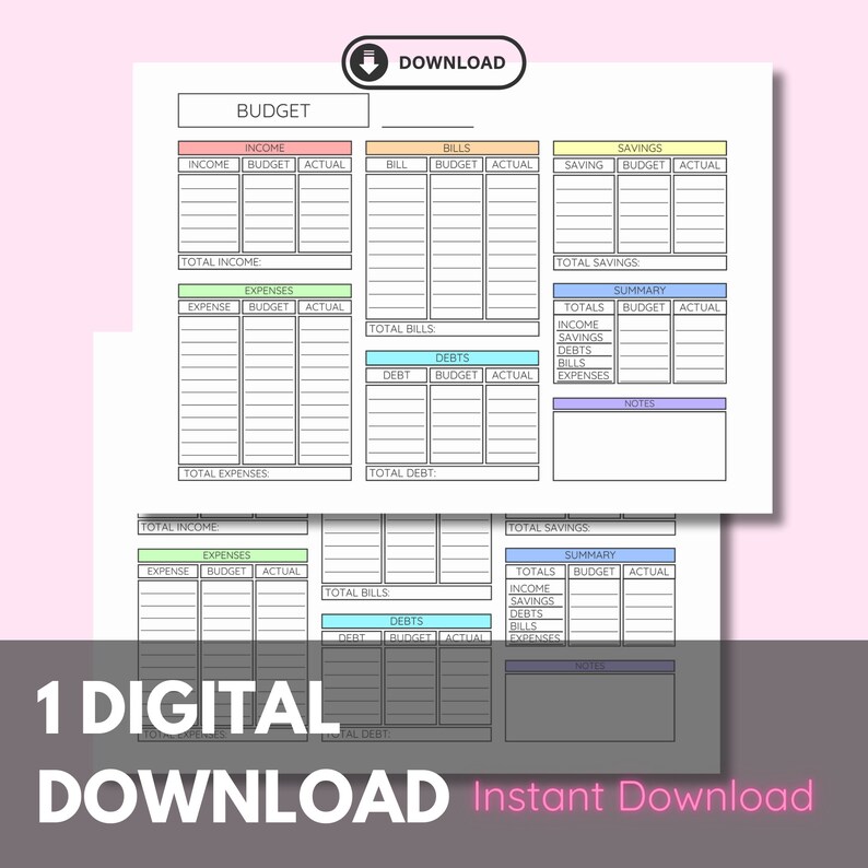 Landscape Budget Planner Budget Tracker Template, Finance Overview ...