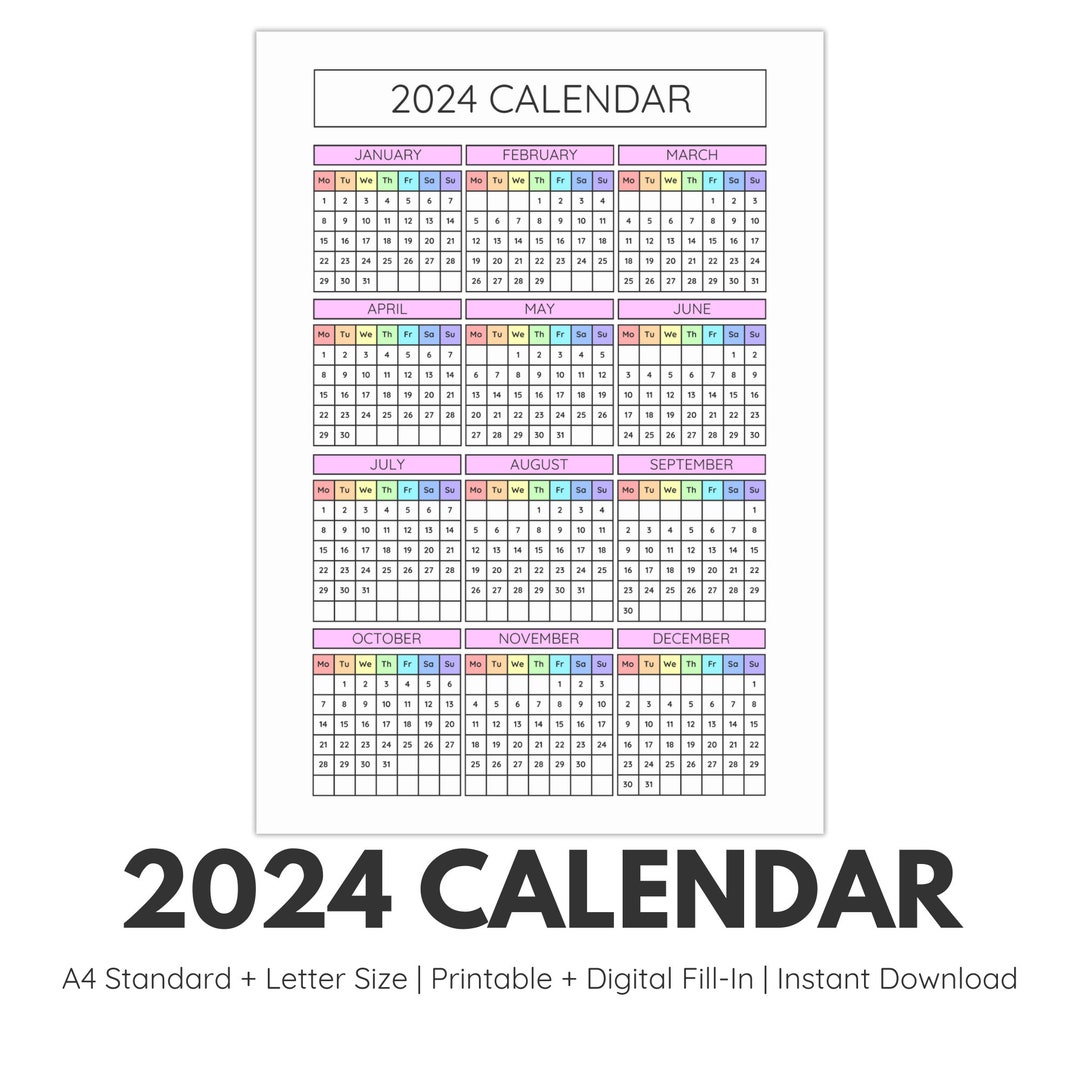 Calendario 2024 / Calendario mensual, Calendario anual, Calendario ...