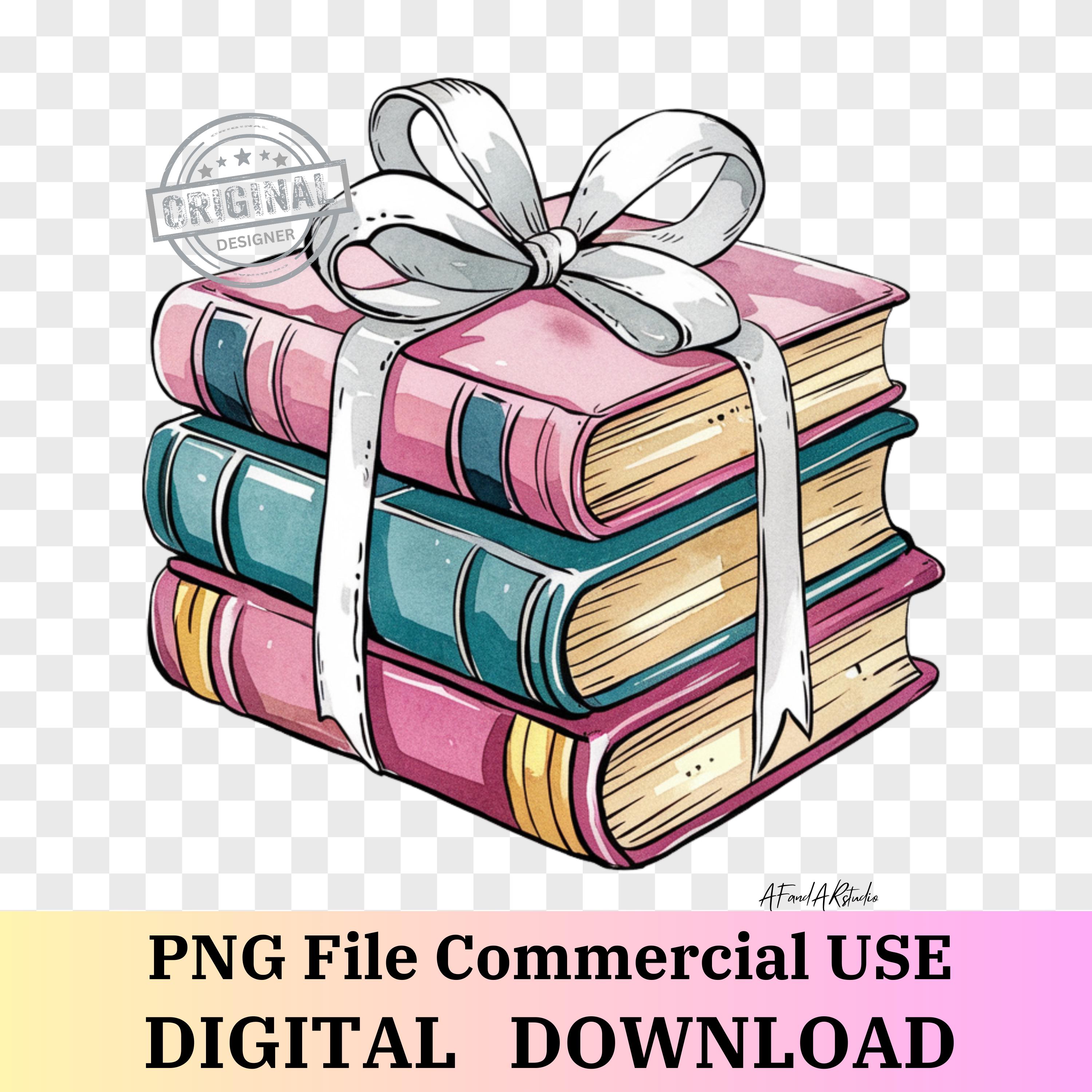 Coquette Book Stack With White Ribbon Bow Png,books Png,book Png,girly ...