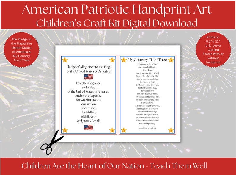 Handprint Art, Editable Canva, American Flag, Preschool, Elementary ...