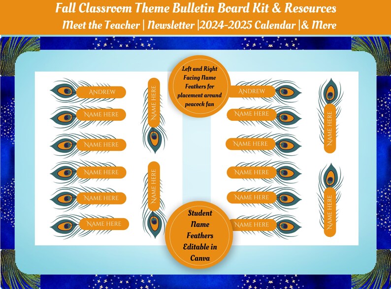 Printable Fall Classroom Decor Set With Peacock Theme - Perfect for ...