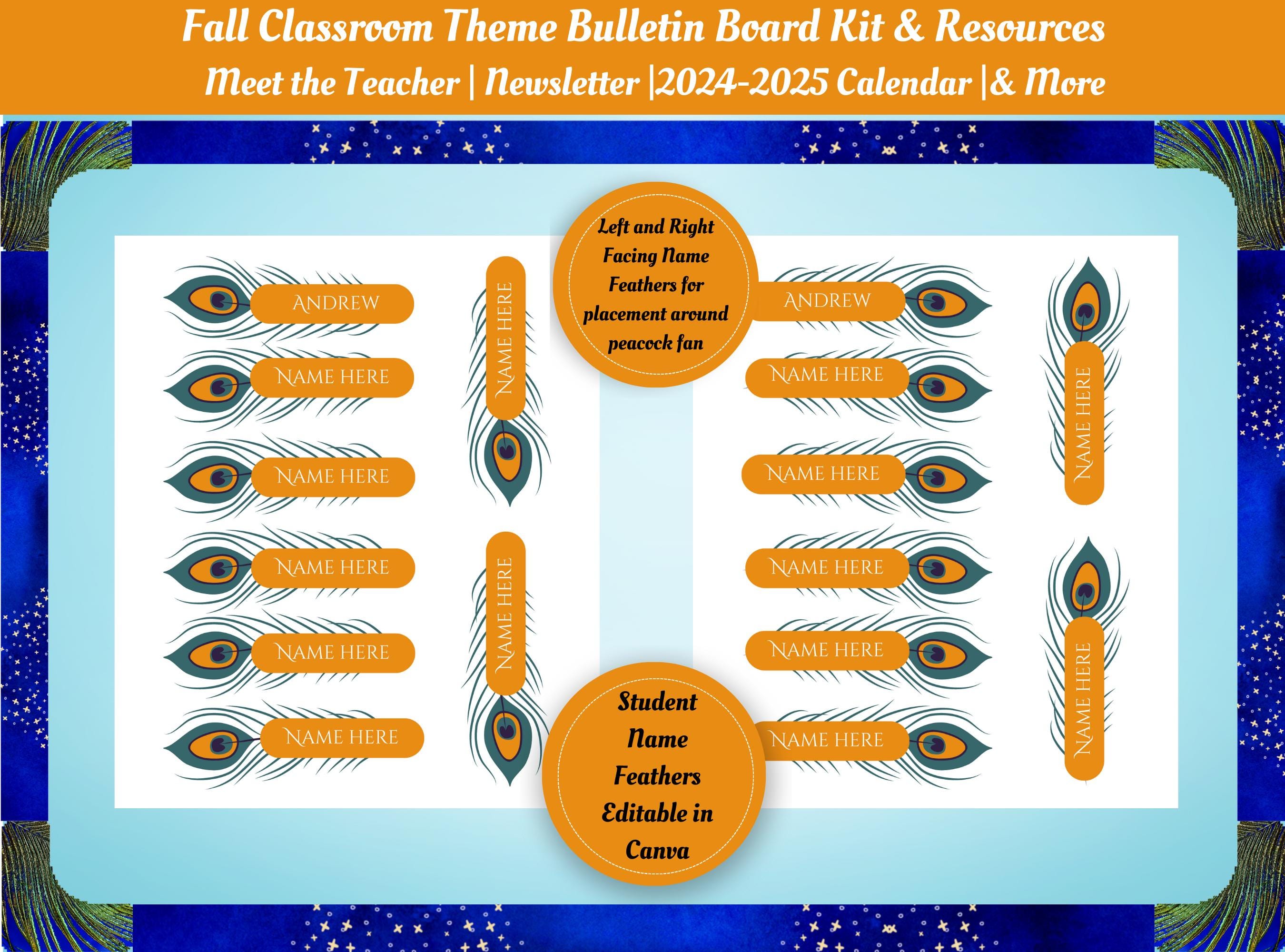 Printable Fall Classroom Decor Set With Peacock Theme - Perfect for ...