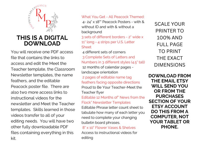 Printable Fall Classroom Decor Set With Peacock Theme - Perfect for ...