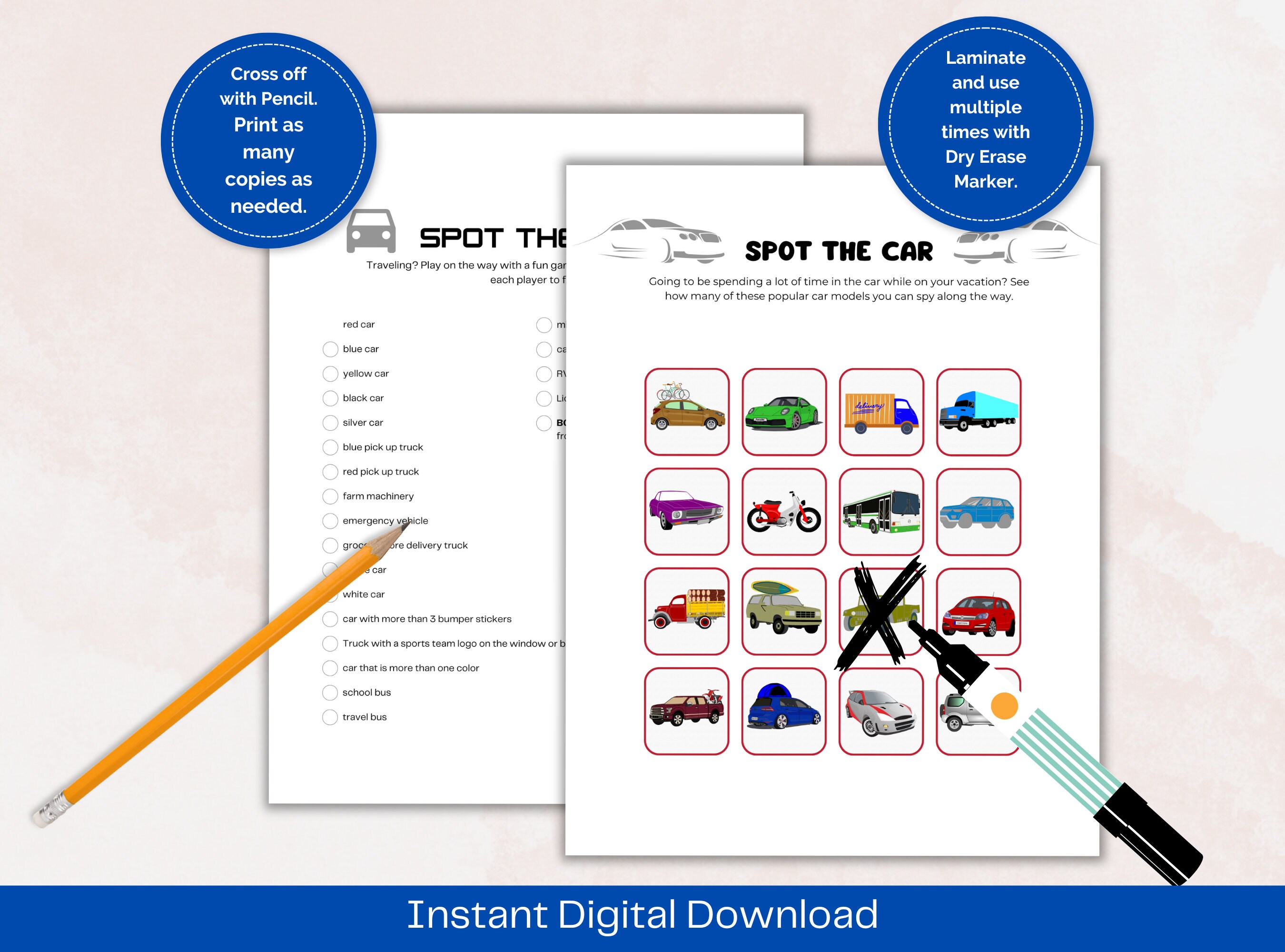 Road Trip Family Activities, Spot the Car Pictures or Words, This or ...