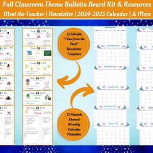 Printable Fall Classroom Decor Set With Peacock Theme - Perfect for ...