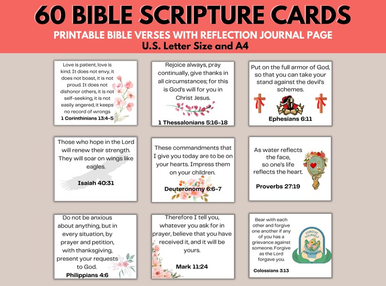 Bible Scripture Cards, Reflection Kit, Encouragement Verse, Bible Study ...