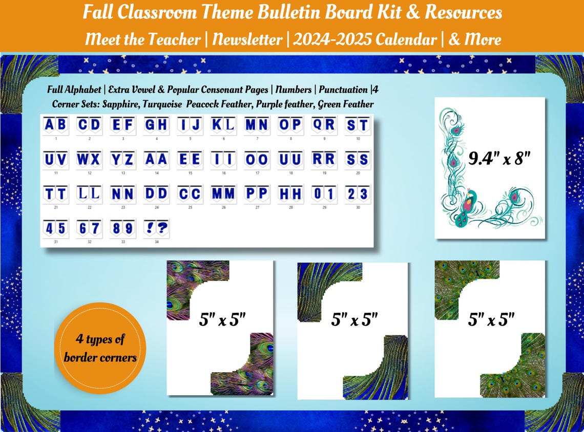 Printable Fall Classroom Decor Set With Peacock Theme - Perfect for ...