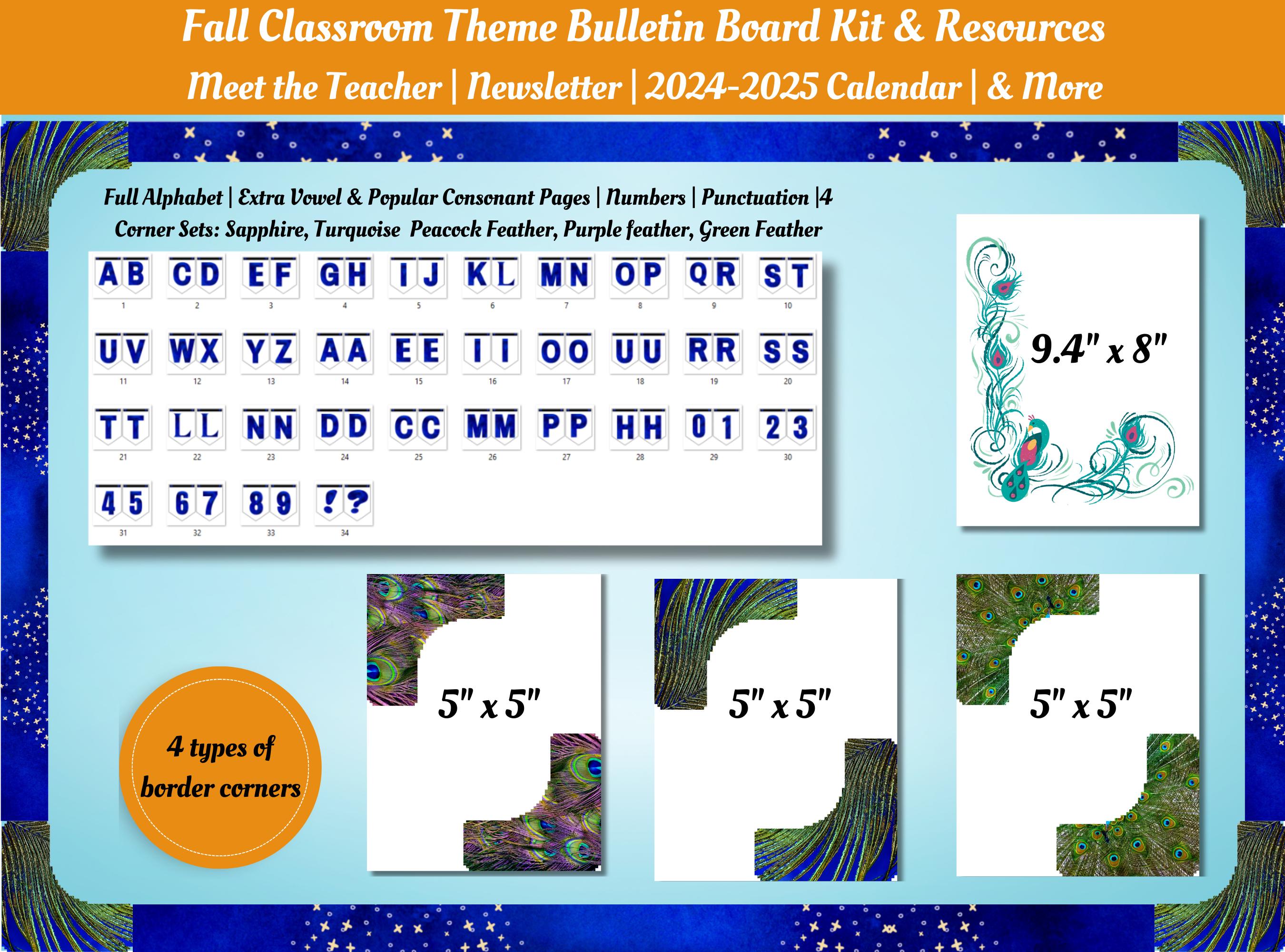 Printable Fall Classroom Decor Set With Peacock Theme - Perfect for ...