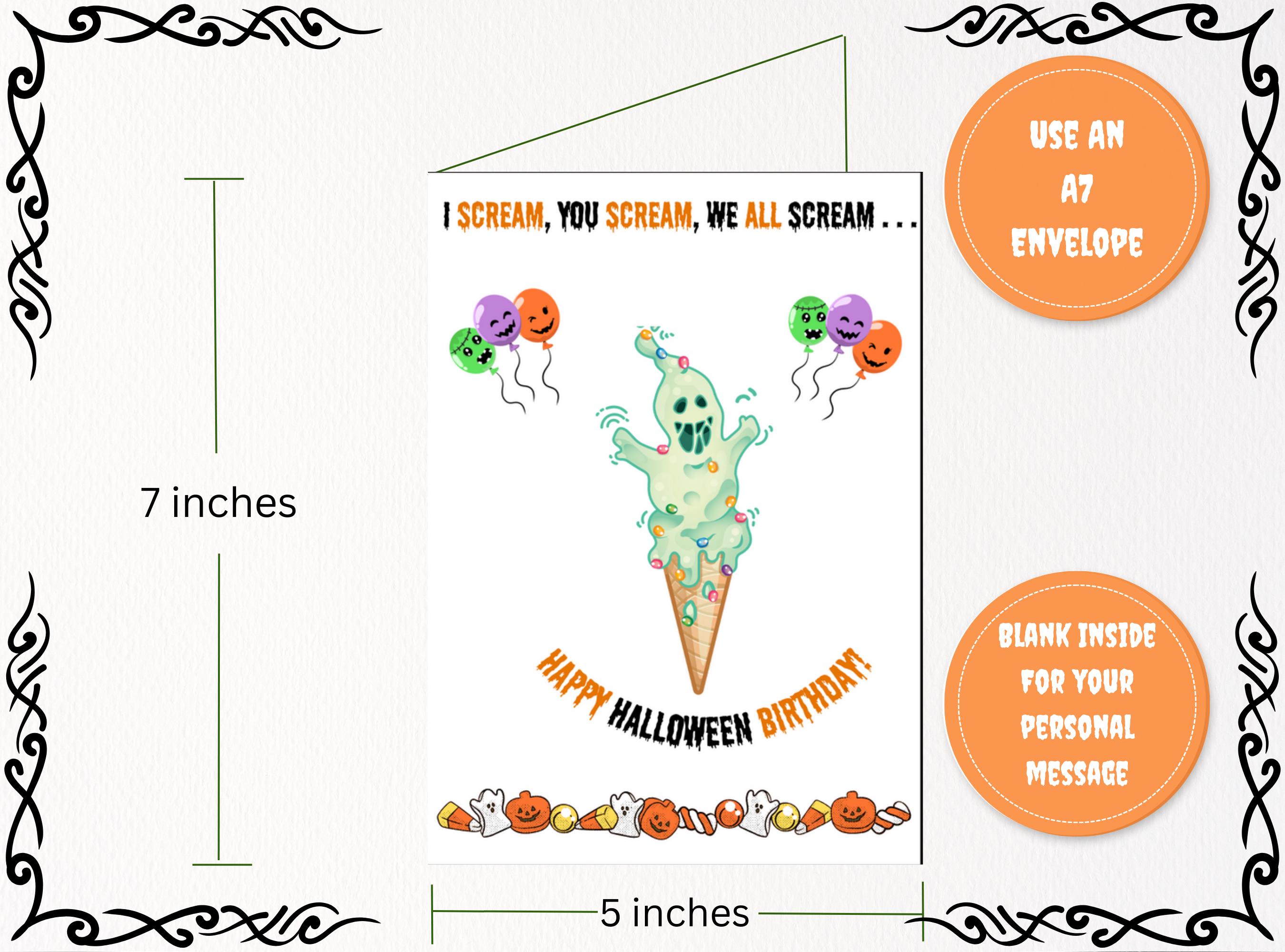 Halloween Birthday Card, Funny Birthday Card, Printable Halloween Card ...