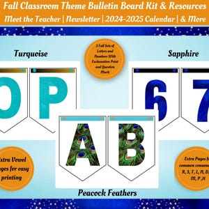 Printable Fall Classroom Decor Set With Peacock Theme - Perfect for ...