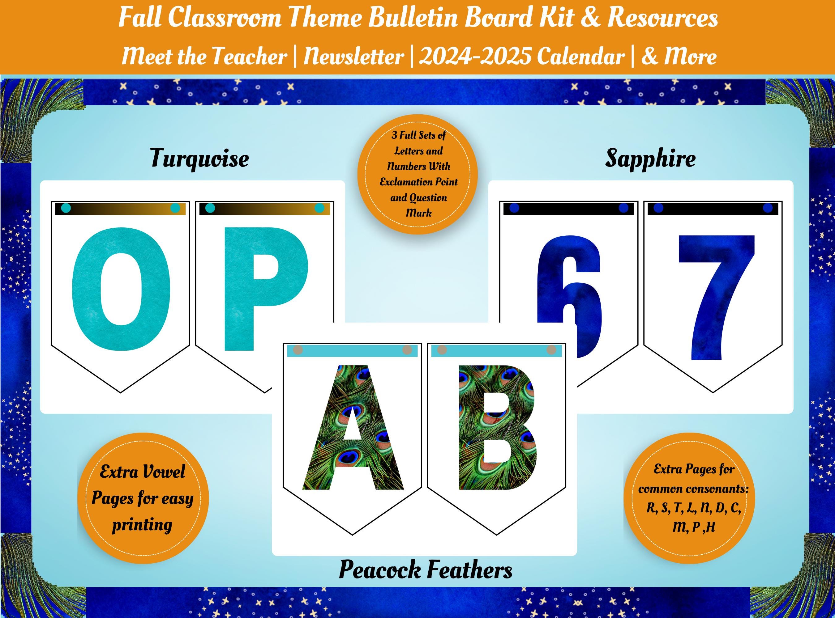 Printable Fall Classroom Decor Set With Peacock Theme Perfect for ...