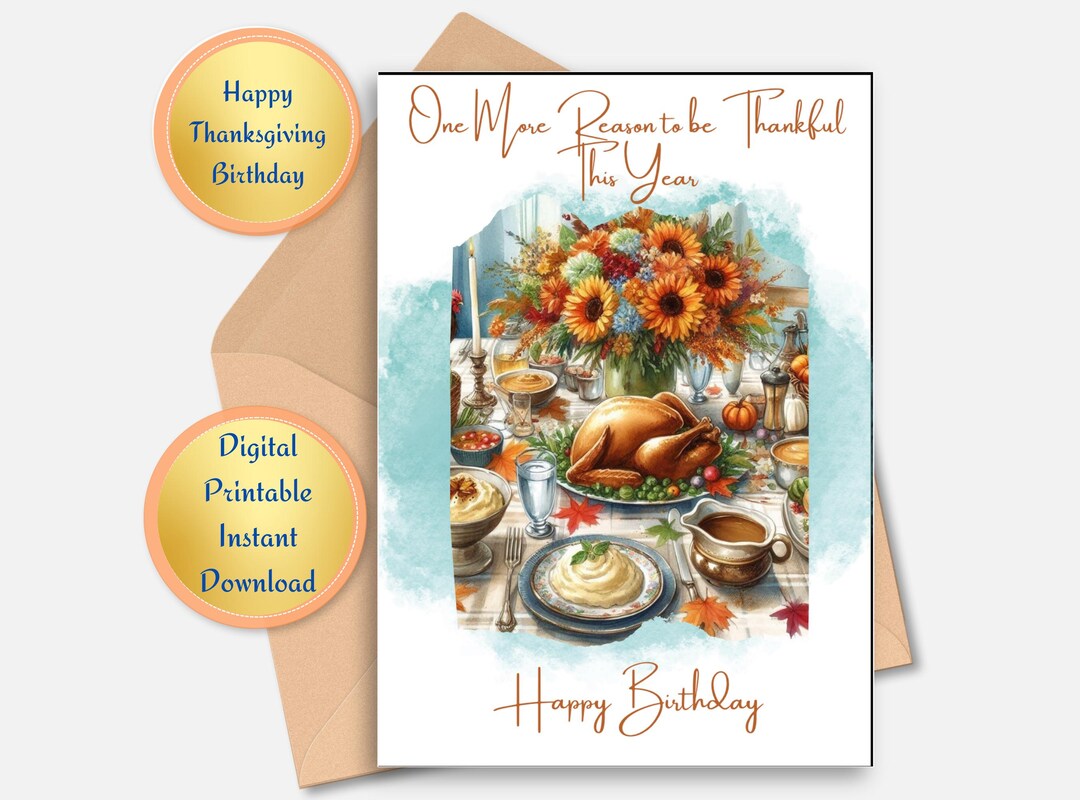 Thanksgiving Birthday Card, Special Thanksgiving Birthday, Holiday ...