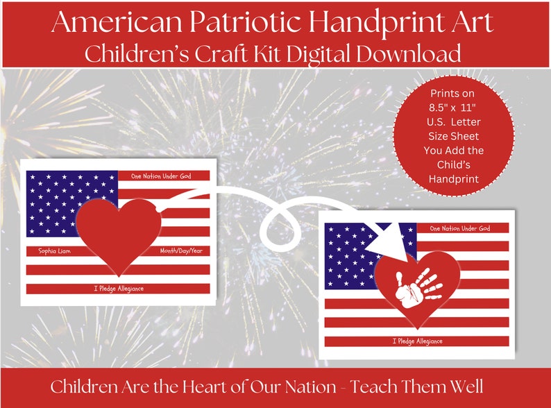 Handprint Art, Editable Canva, American Flag, Preschool, Elementary ...