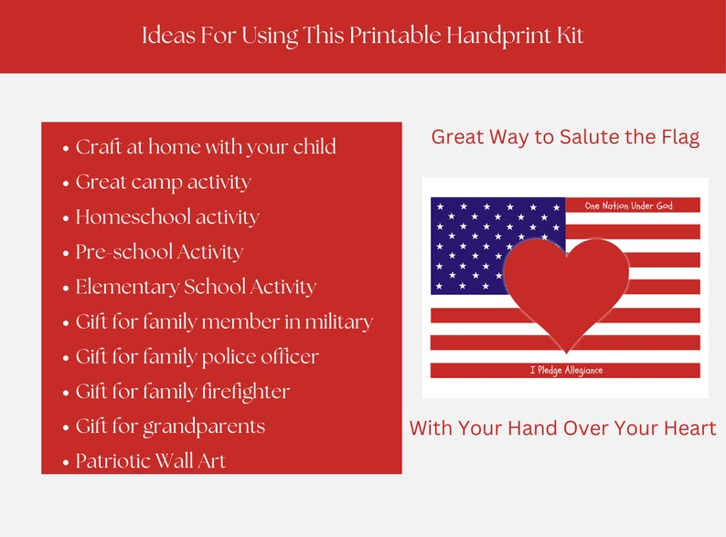 Handprint Art, Editable Canva, American Flag, Preschool, Elementary ...