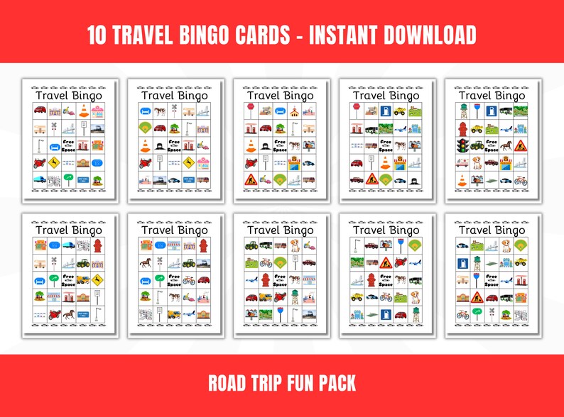 Road Trip Bingo, Printable Bingo Cards, Scavenger Hunt Kids, Road Trip ...