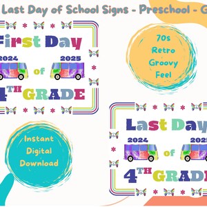 Groovy 70s First Day of School, Last Day of School Milestone Sign ...