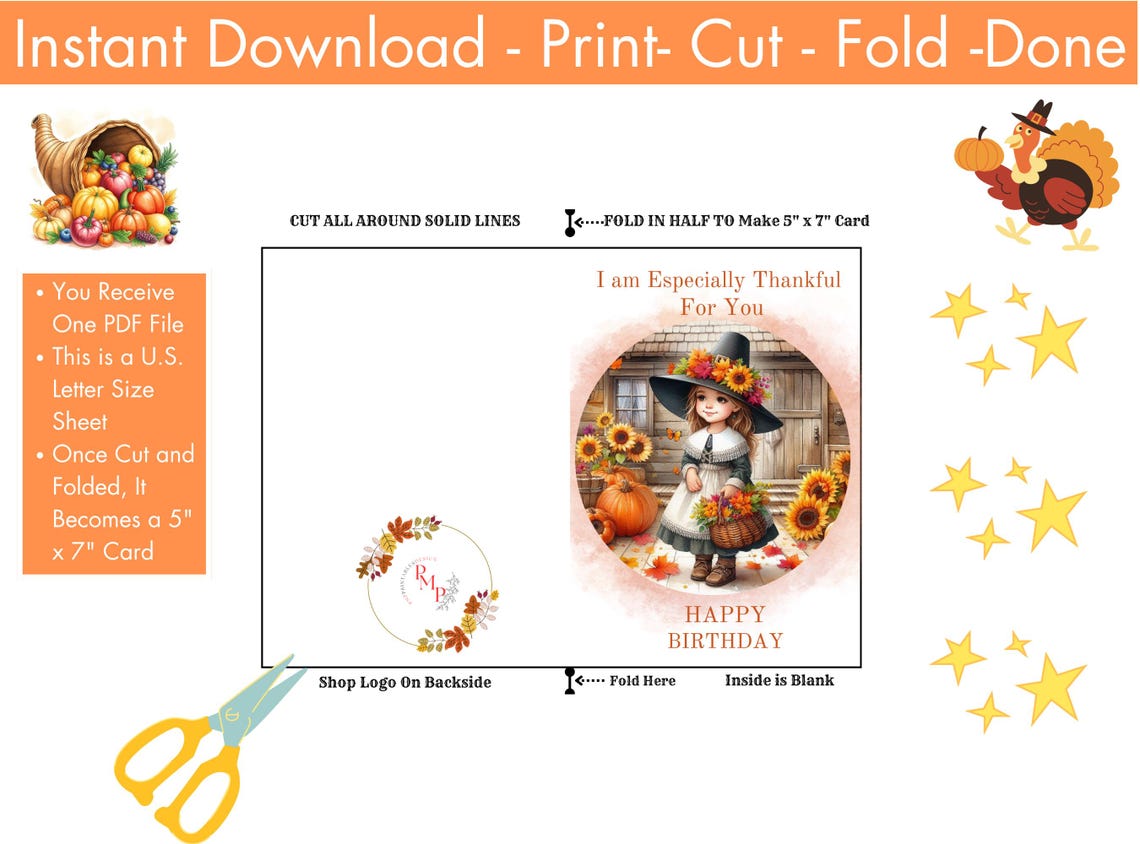 Thanksgiving Birthday Card, Special Thanksgiving Birthday, Holiday ...