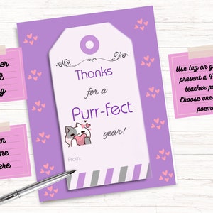 Kitty Cat Teacher Appreciation Thank You Best Friend Co-worker Gift Tag ...