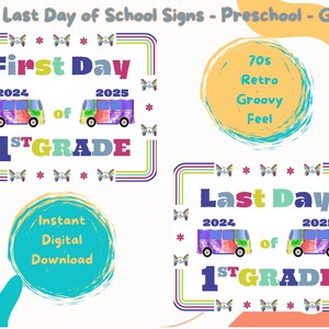 Groovy 70s First Day of School, Last Day of School Milestone Sign ...