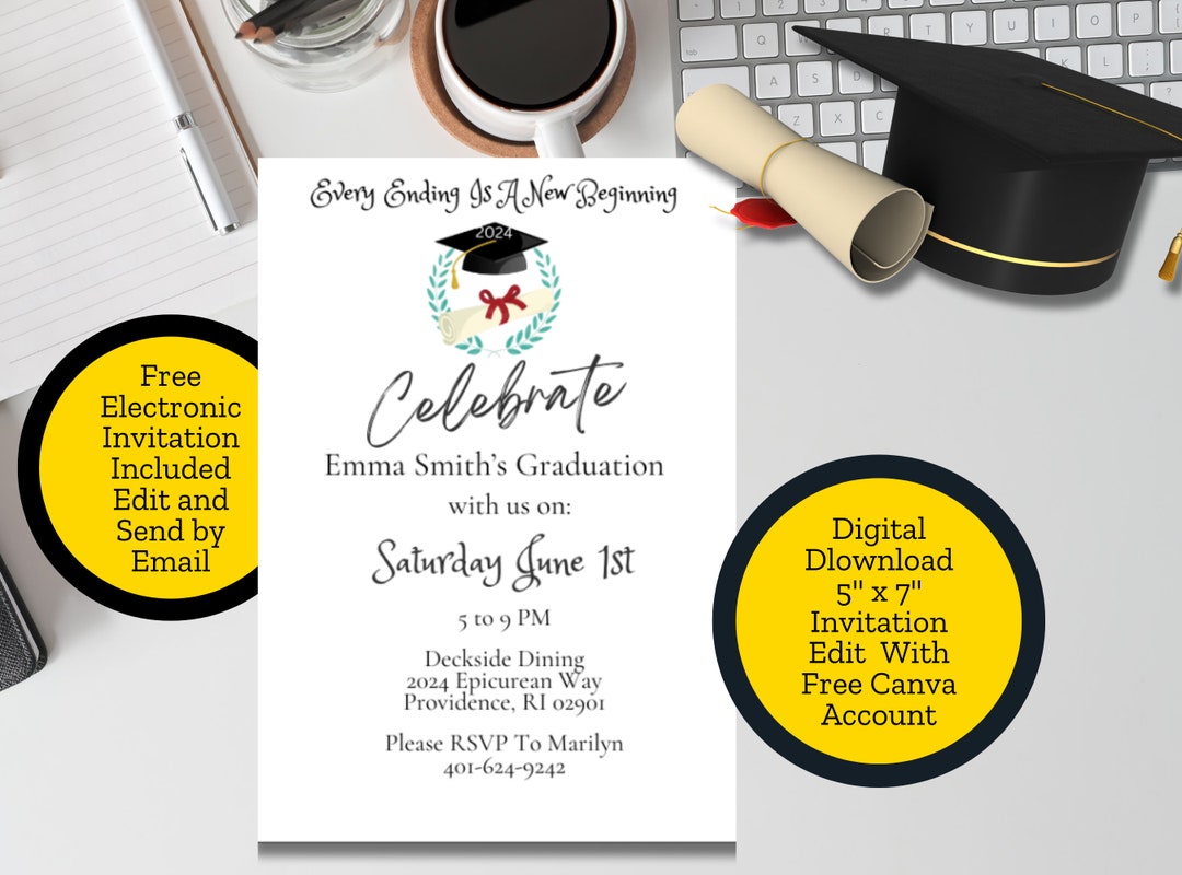 Graduation Party Invitation, Printable Template, High School, College ...