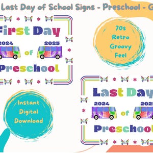 Groovy 70s First Day of School, Last Day of School Milestone Sign ...
