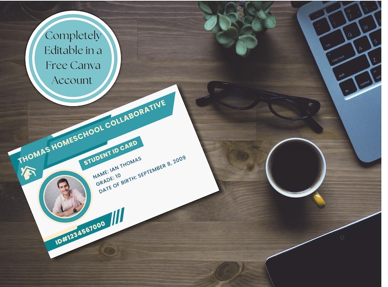 Student ID Card , Editable School ID, Homeschool Mom Teacher Badge ...