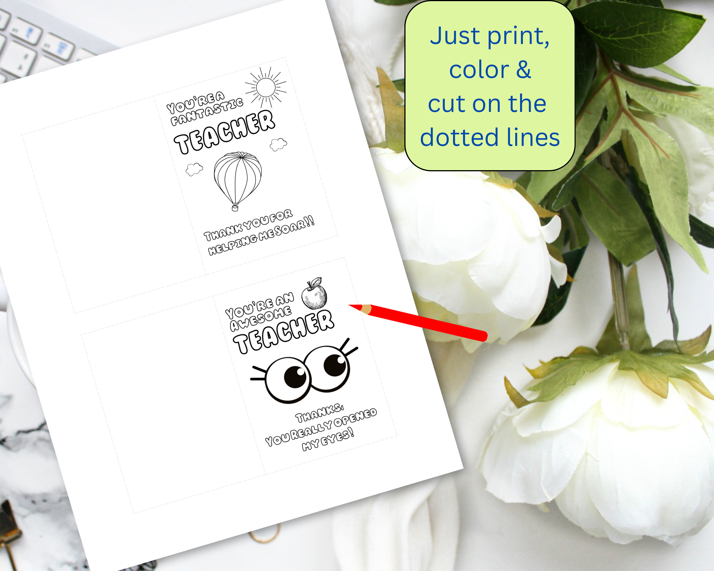 Printable Coloring Teacher Thank You Card From Student Child Gift Card ...
