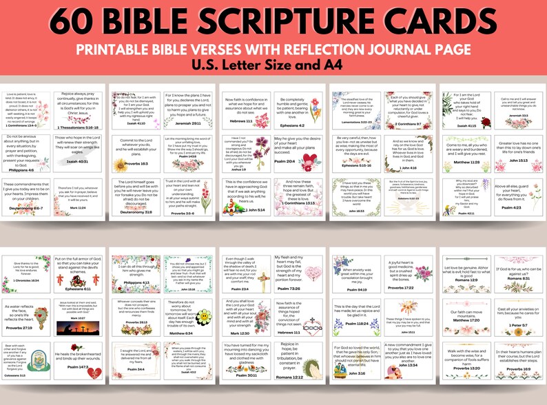 Bible Scripture Cards, Reflection Kit, Encouragement Verse, Bible Study ...