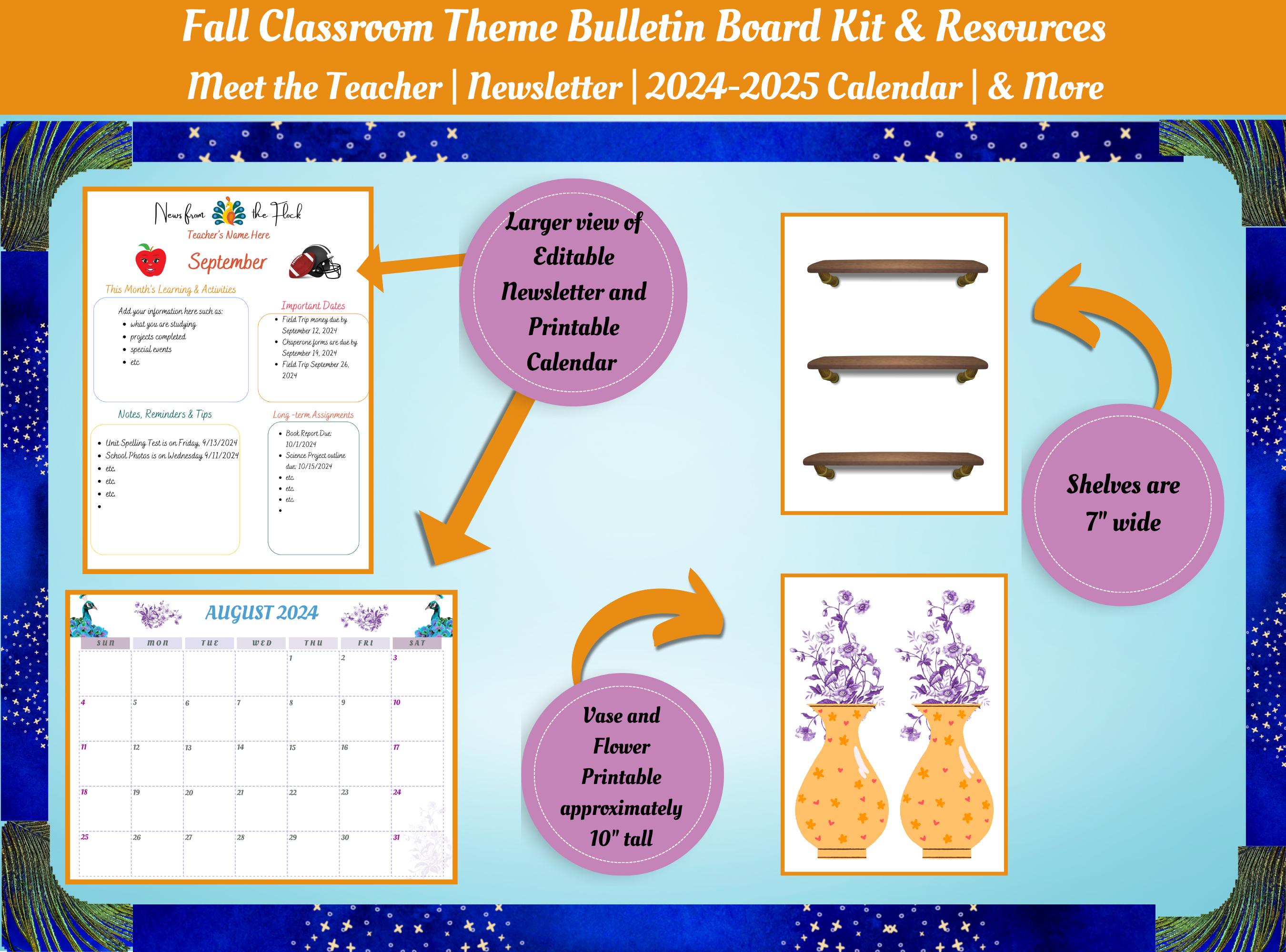 Printable Fall Classroom Decor Set With Peacock Theme - Perfect for ...