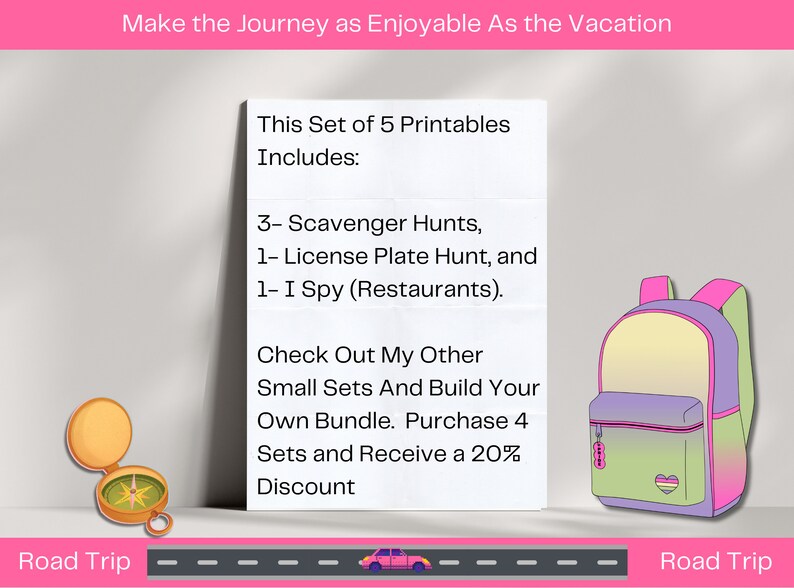 Family Road Trip Games Bundle: I Spy, Scavenger Hunts, License Plate ...