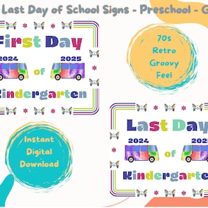 Groovy 70s First Day of School, Last Day of School Milestone Sign ...