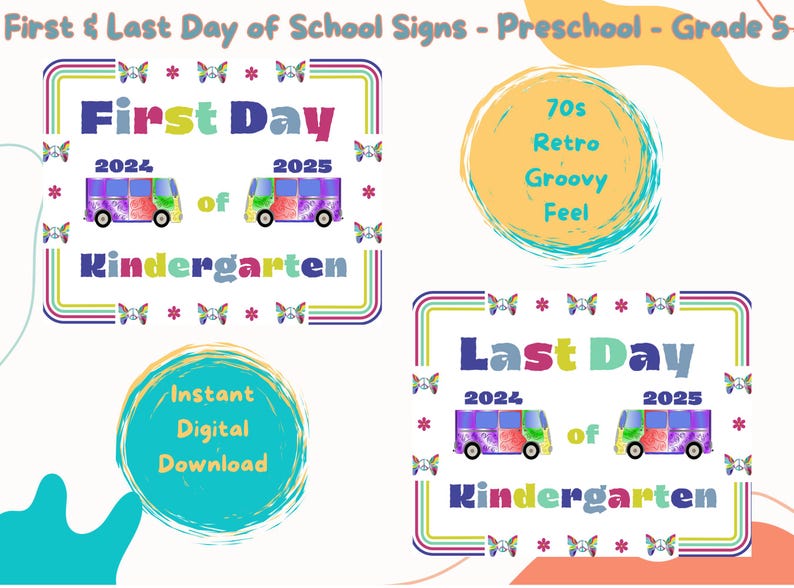 Groovy 70s First Day of School, Last Day of School Milestone Sign ...