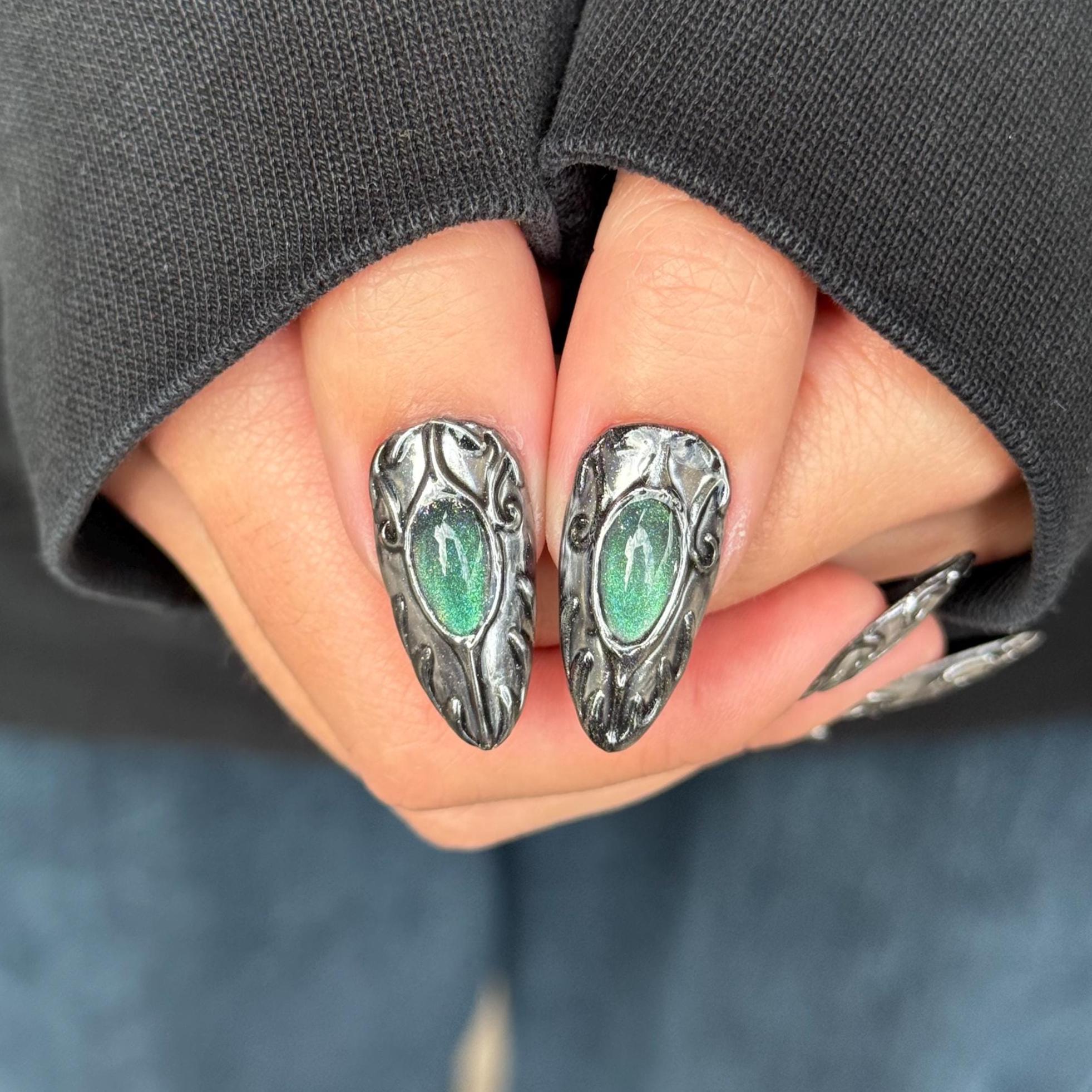 Handmade Medieval Chrome Press-on Nails - Etsy
