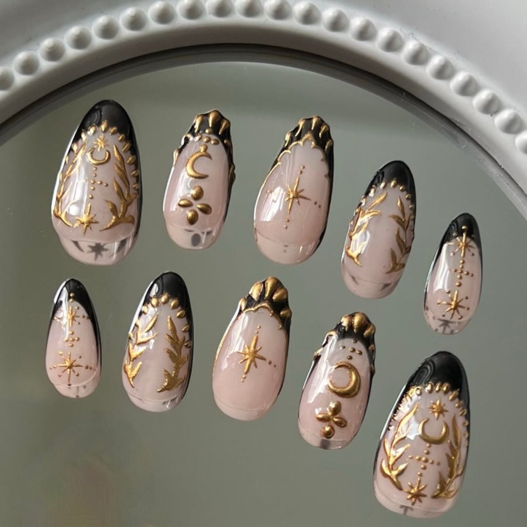 Customizable Celestial Nail Set Astronomy Nails Dark Academia Nails ...