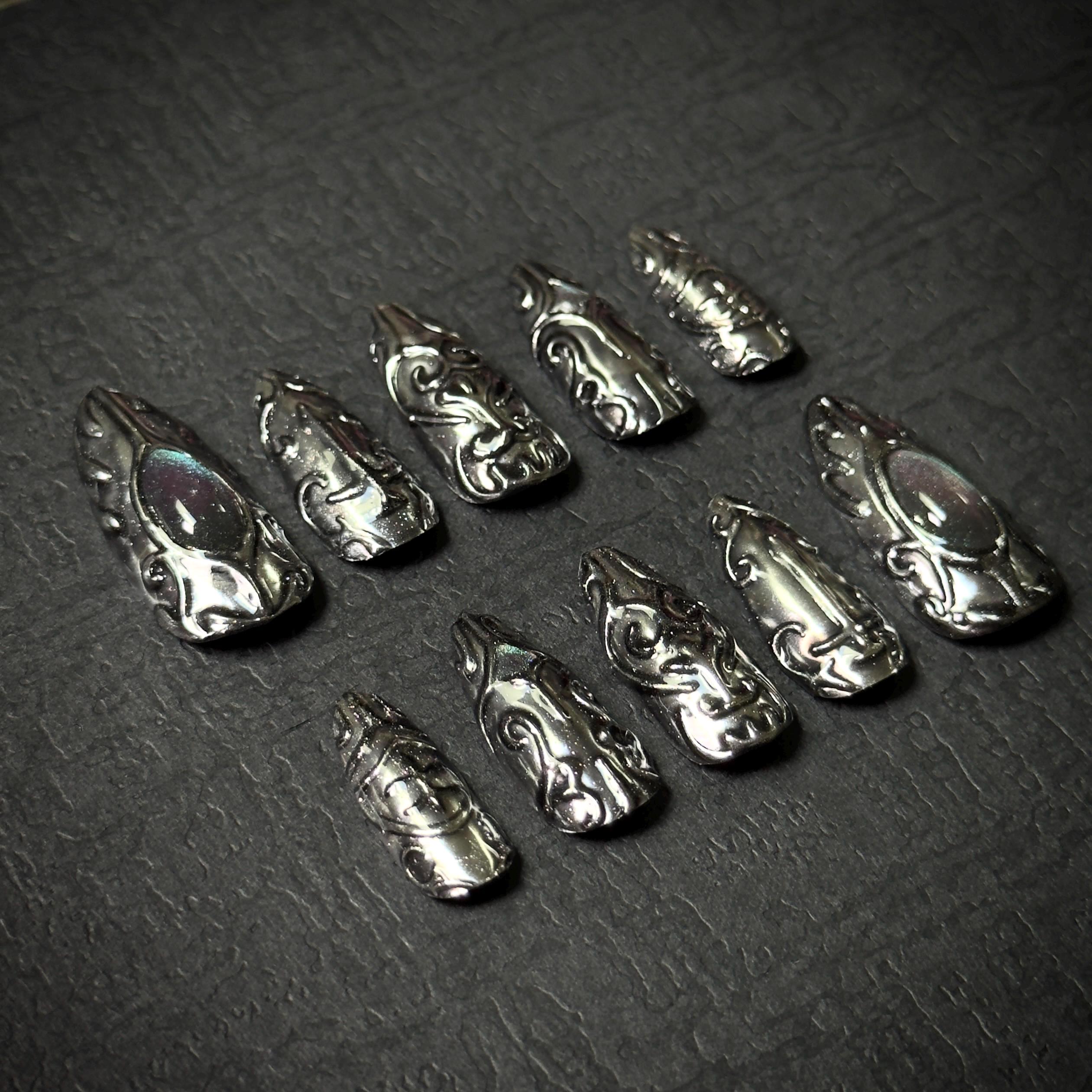 Customizable Medieval Chrome Press-on Nails - Etsy
