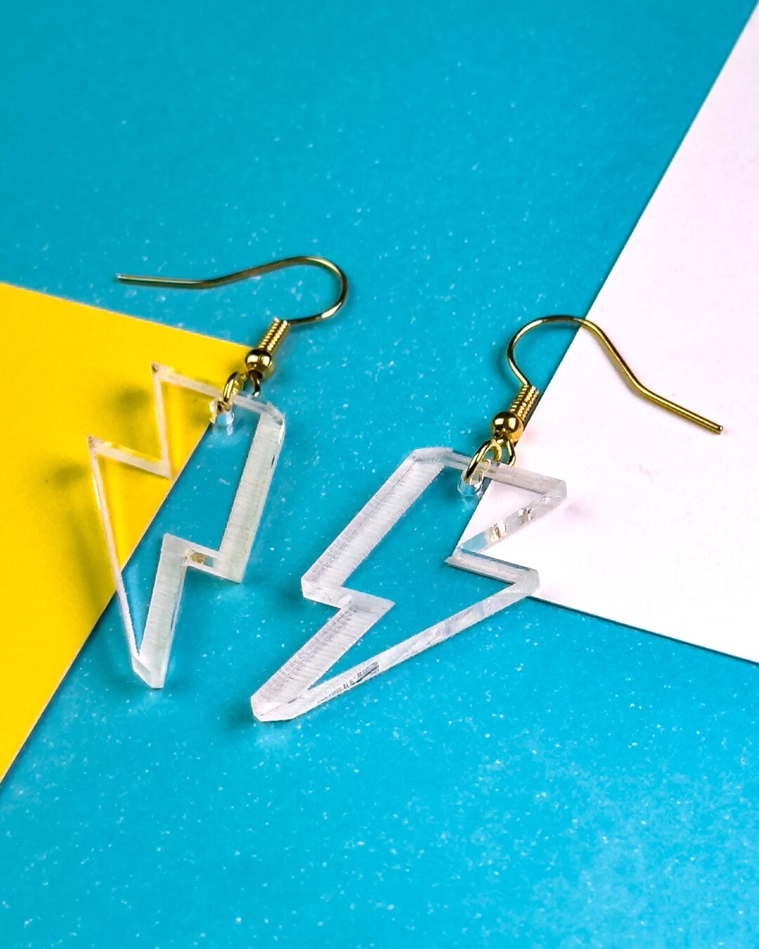 Handmade Lightning Earrings | Laser-cut Acrylic Jewelry | Transparent ...
