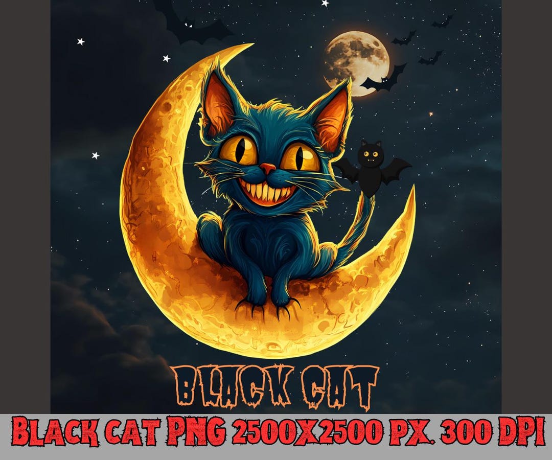 Black Cat Halloween PNG & JPG, Funny, Scary, and Cute, Black Kitten Boo ...