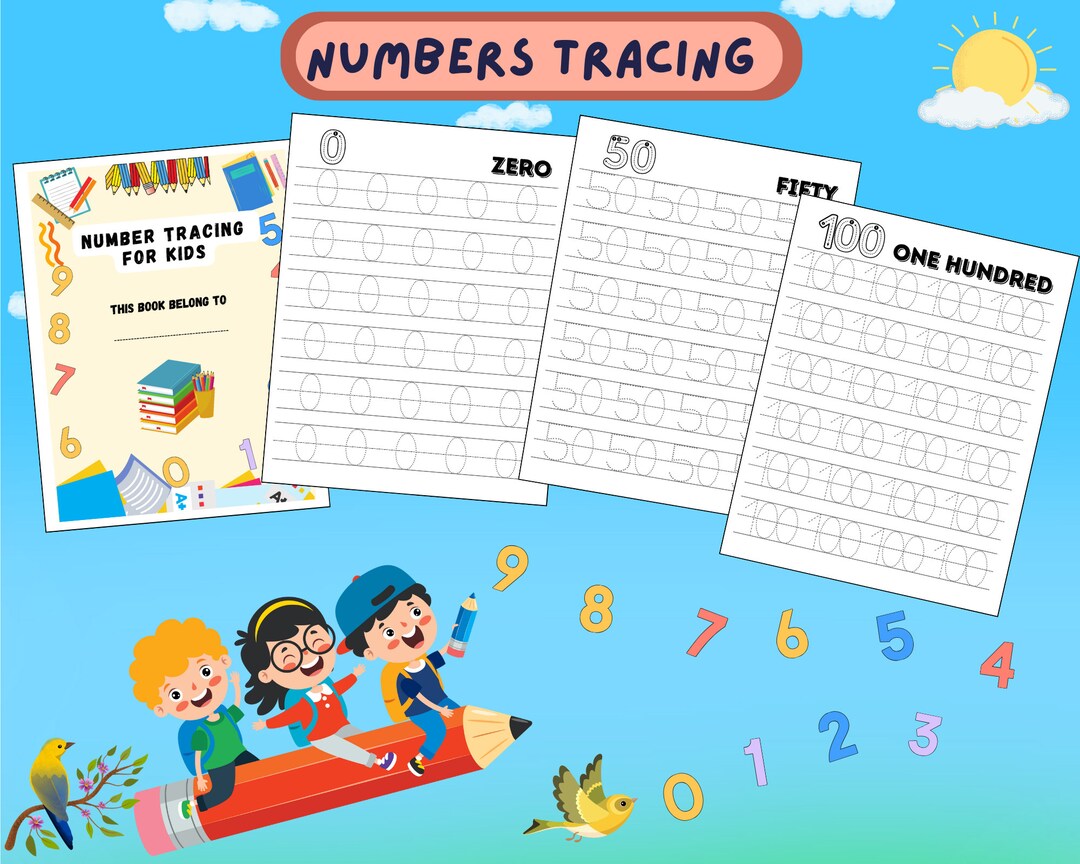 Trazado de números del 0 al 100 para niños: Práctica de escritura a ...