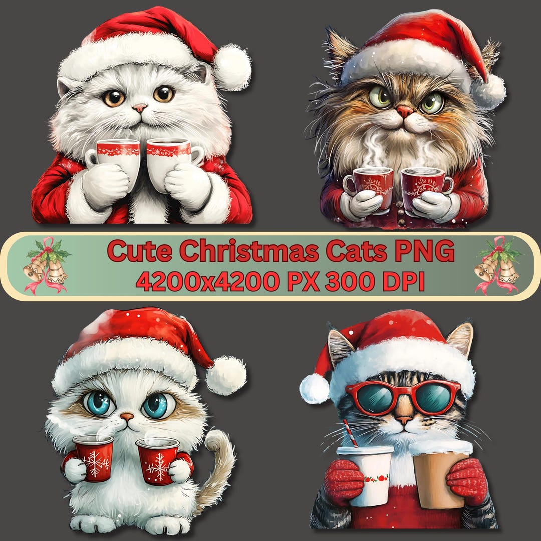 Cute Christmas Cats PNG, Meowy Christmas Png,cats Lover Christmas PNG ...