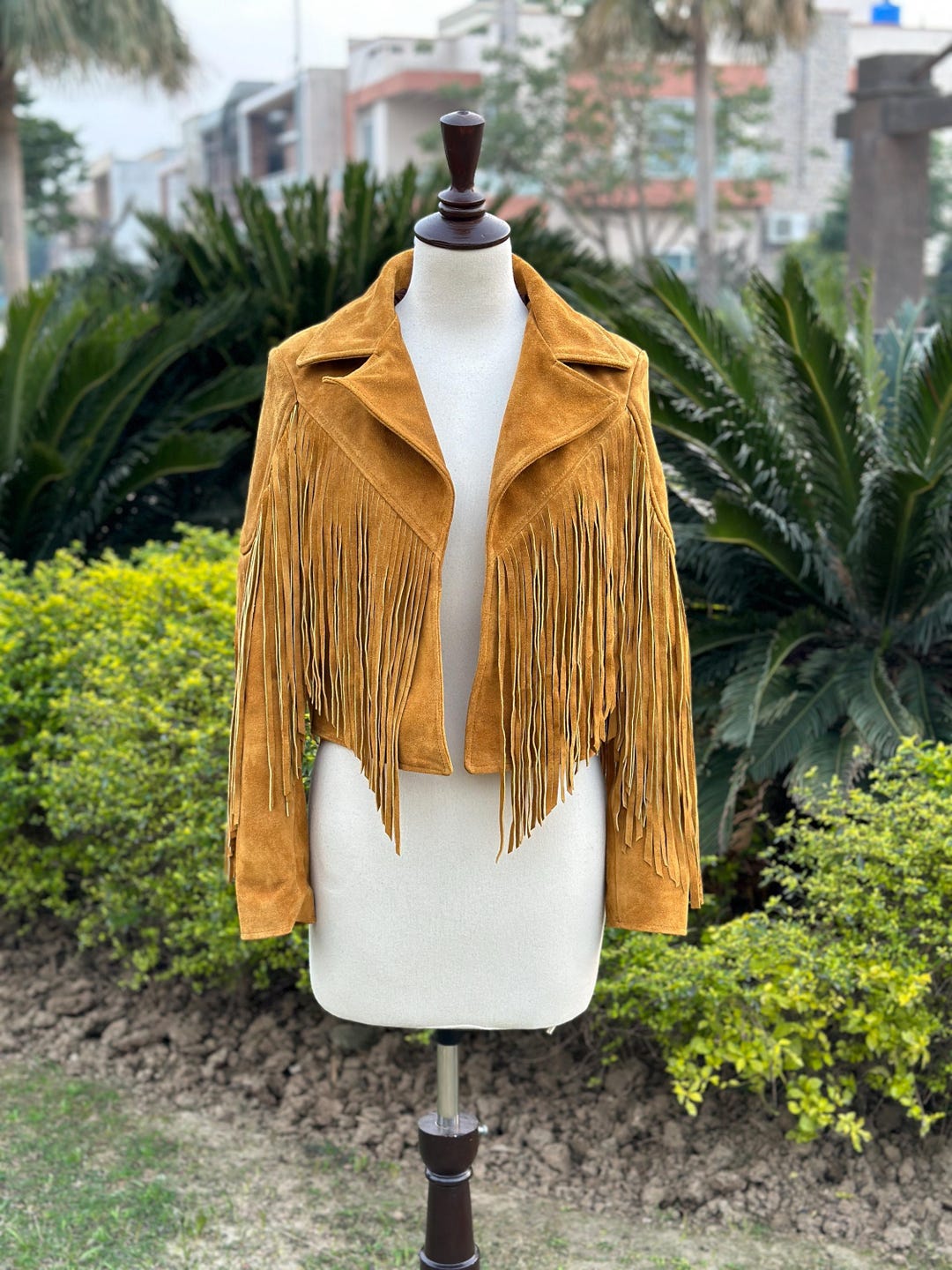 Womens Suede Leather Fringe Jacket: Western Style Brown Fringed Jacket ...