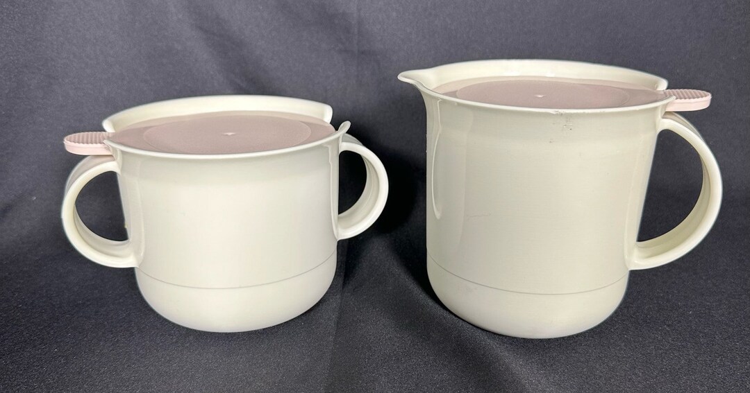 Tupperware Vintage Creamer 2309A and Sugar 23108 Pink Lids Ivory Base ...