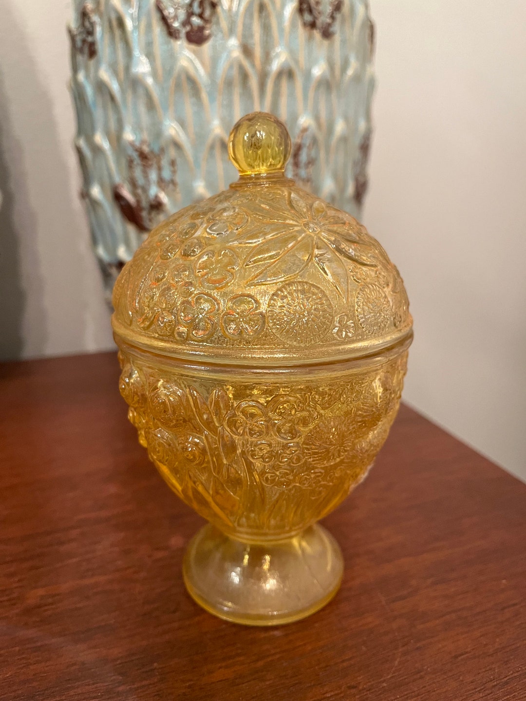 Vintage Avon Yellow Floral Embossed Egg - Etsy
