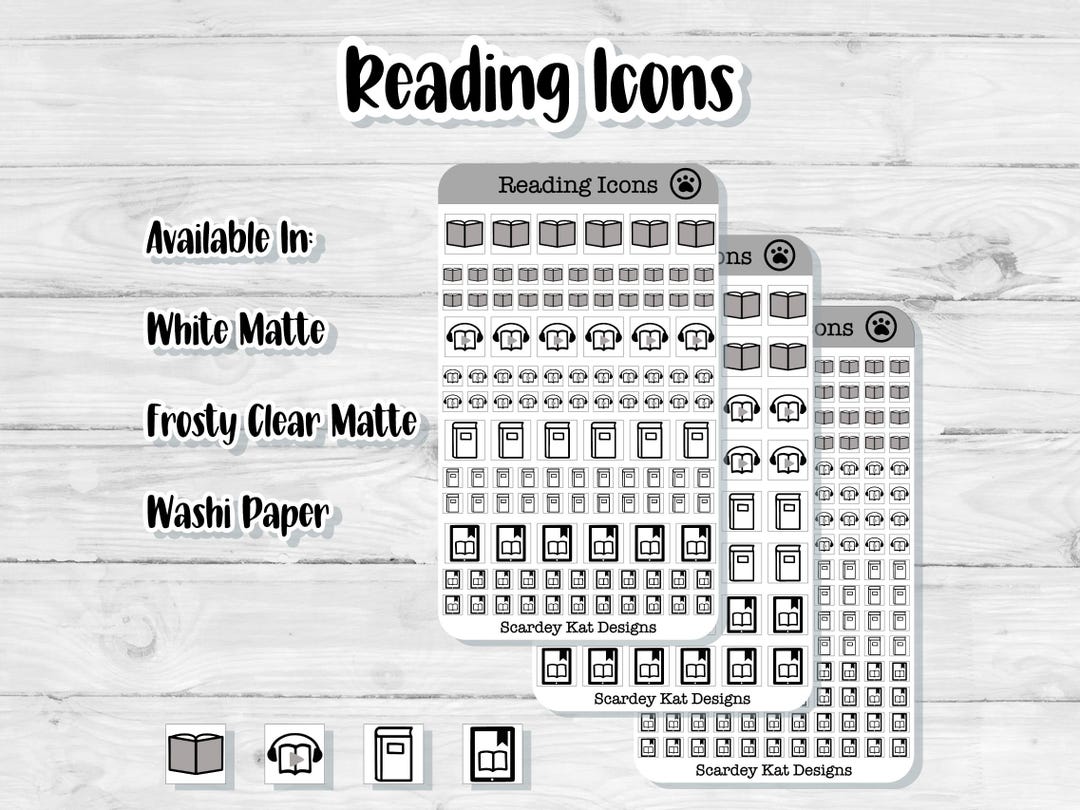 Reading Icon Stickers: Planner, Journal, Notebook - Matte or Washi - Etsy