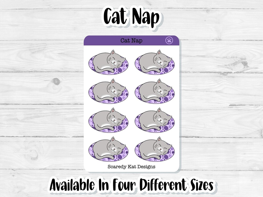 Cat Nap Sticker Hand-drawn Sticker for Planners, Journals and Notebooks ...
